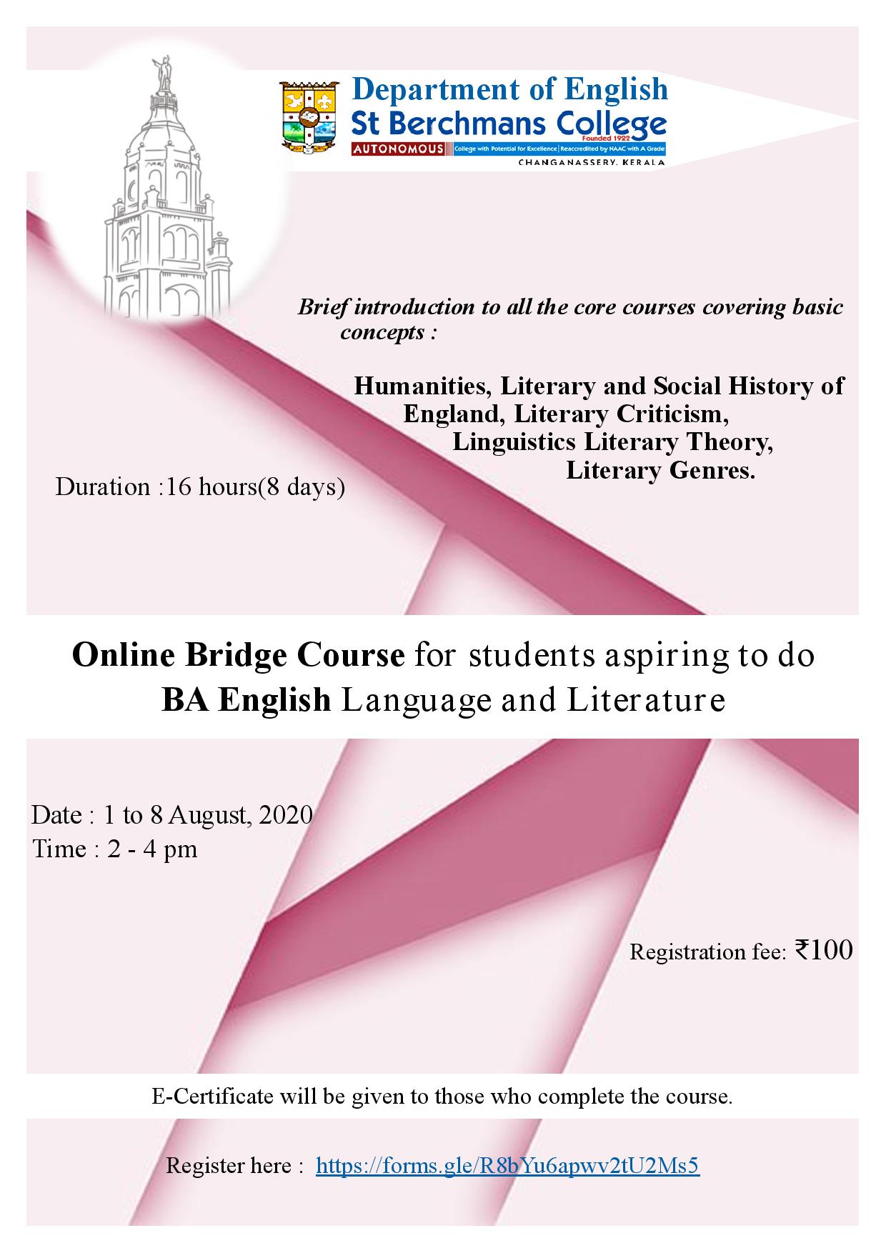 Online Bridge Course For Students Aspiring To Do BA English St Online Bridge Course For Students Aspiring To Do BA English St